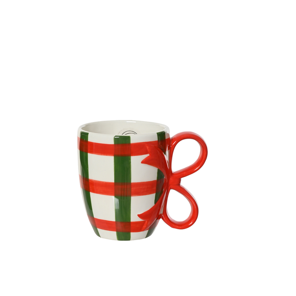 Red & Green Check Mug with Red Bow Handle – John A Shannon Shop
