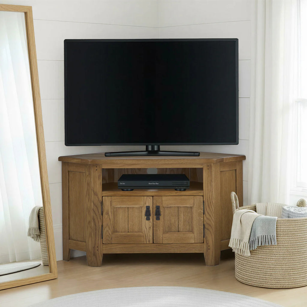 Burford Oak Corner TV Unit – John A Shannon Shop